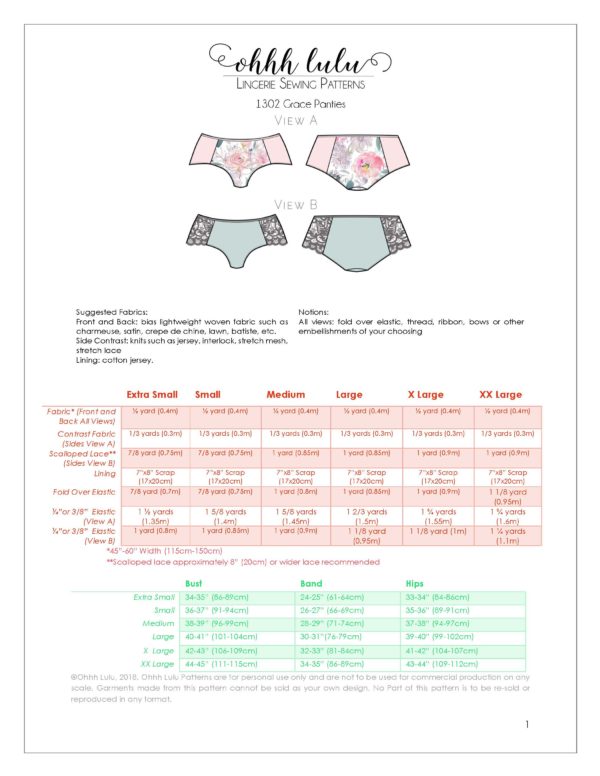 The Grace Panties PDF Sewing Pattern for Silks, Woven, Knits and Lace ...